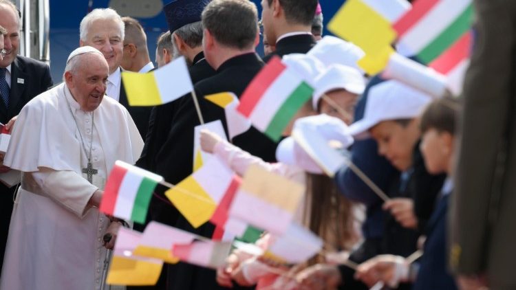 Pope Francis arrives in Hungary